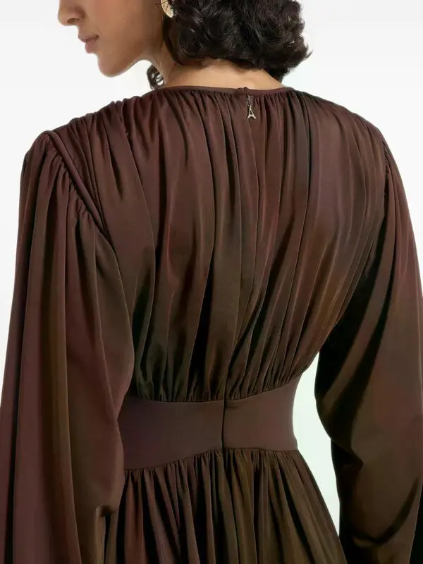 Manière De Voir Detachable-sleeves Maxi Dress - Brown