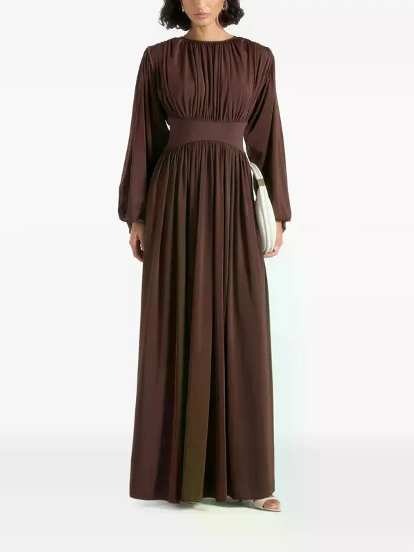 Manière De Voir Detachable-sleeves Maxi Dress - Brown