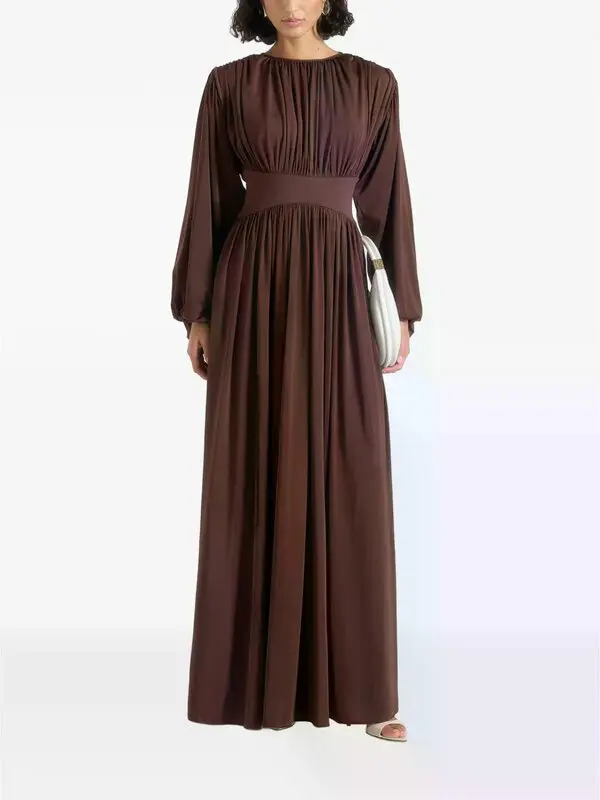 Manière De Voir Ophelia Corset Maxi Dress With Detachable Sleeves - Brown