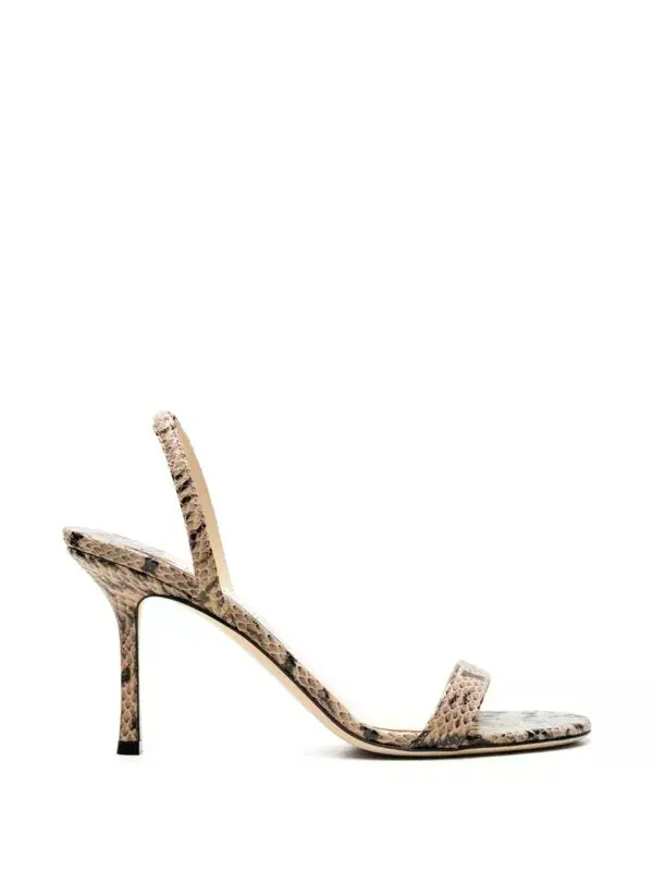 JIMMY CHOO Jenn Snake-effect Sandals - Neutrals