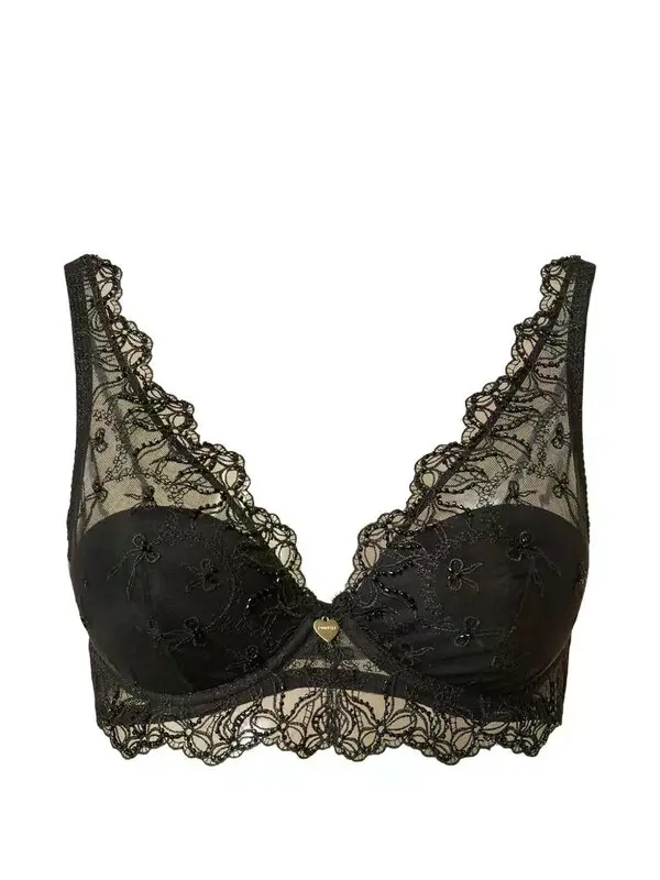 TWINSET Embroidered Tulle Bralette With Bows