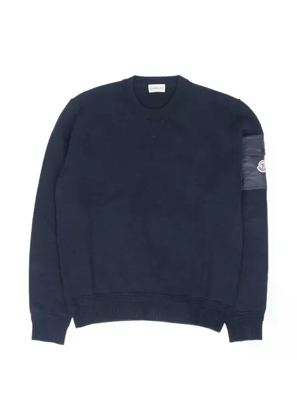 Moncler Logo-patch Crew-neck Sweater - Blue
