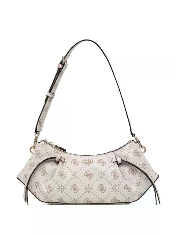 Guess Allegra Monogram-print Logo-plaque Shoulder Bag - White