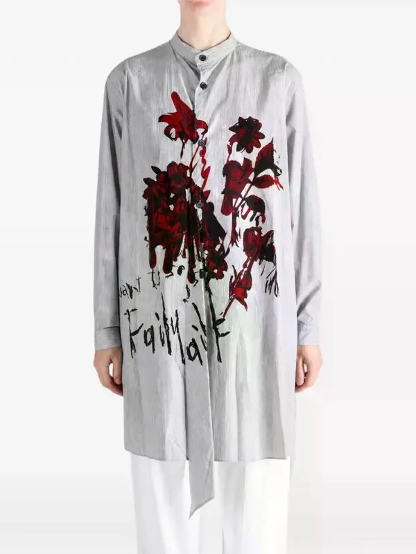 Y’s Floral-print Asymmetric Shirt