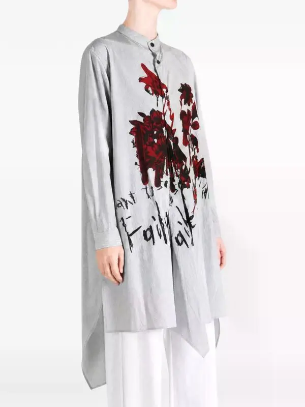 Y’s Floral-print Asymmetric Shirt