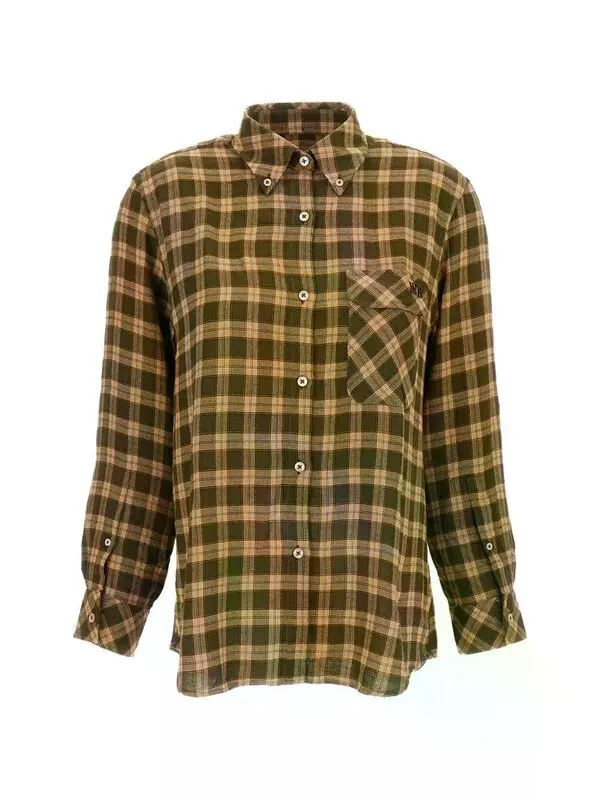 WALES BONNER Check-pattern Button-down Shirt - Brown