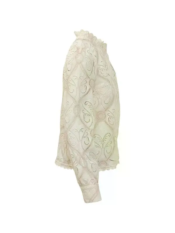 Farm Rio Lace-embroidered Scalloped-edge Blouse