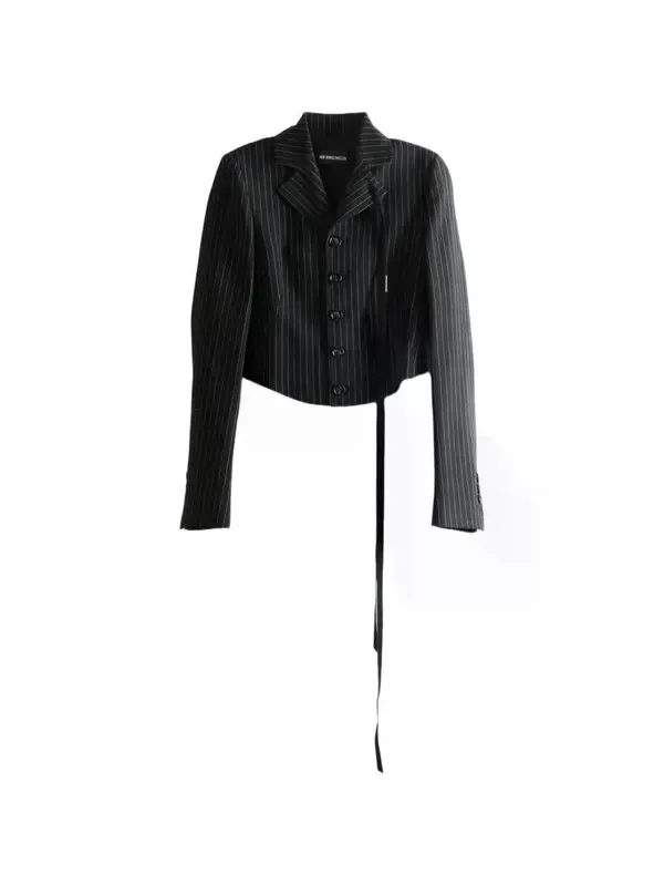ANN DEMEULEMEESTER Manda Pinstripe-pattern Cropped Jacket - Black