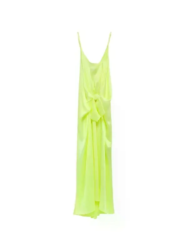 JW Anderson Knot-detail Crinkle-silk Maxi Dress - Yellow