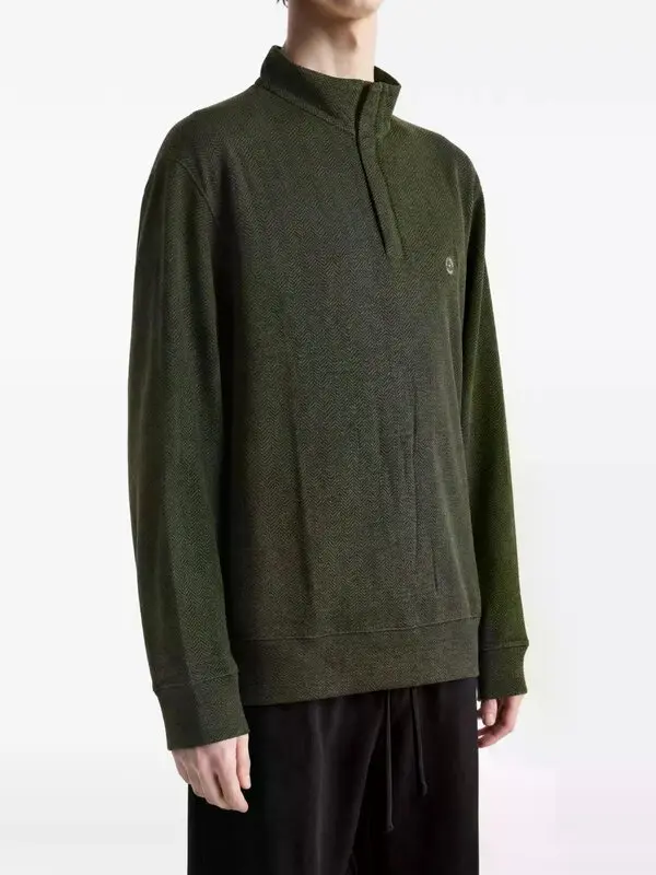 Polo Ralph Lauren Herringbone-patterned Quarter-button Sweater