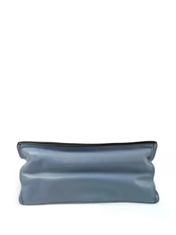 Prada Triangle Logo Leather Shoulder Bag - Blue