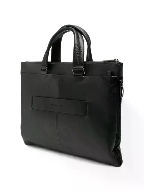 PIQUADRO Logo-plaque Pebbled-leather Backpack