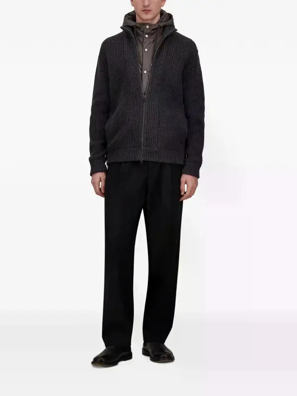 Herno Ribbed-knit Zip-up Cardigan