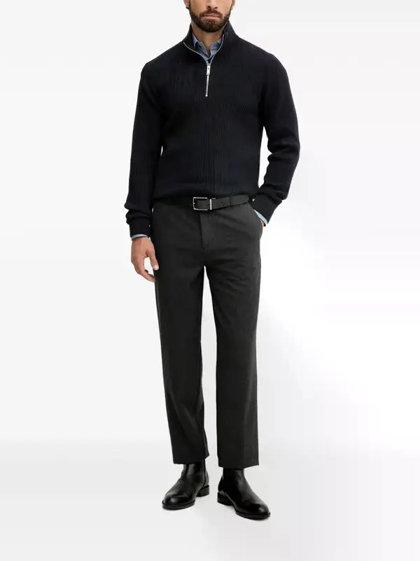 LINDBERGH Ribbed-knit Quarter-zip Sweater