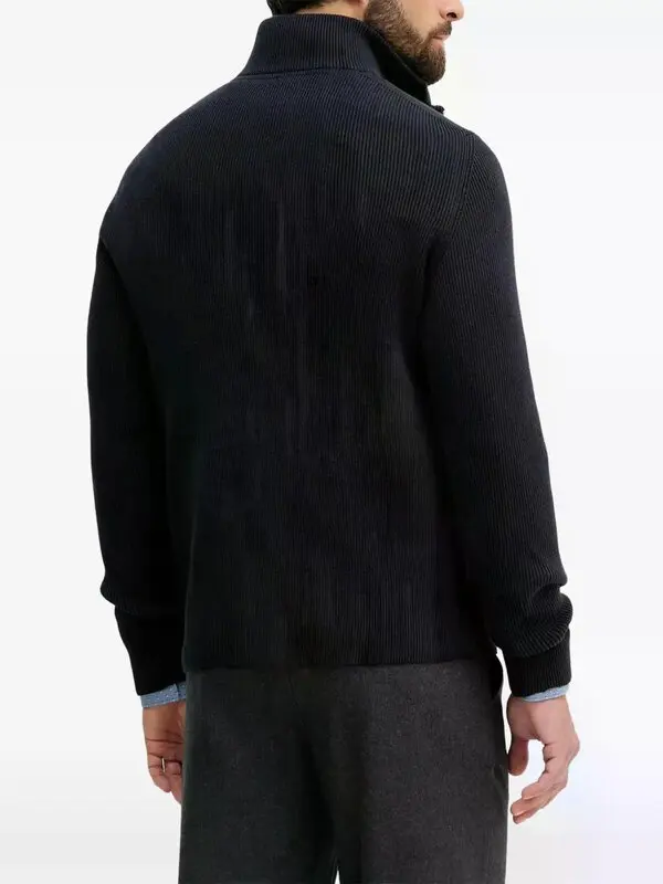 LINDBERGH Ribbed-knit Quarter-zip Sweater