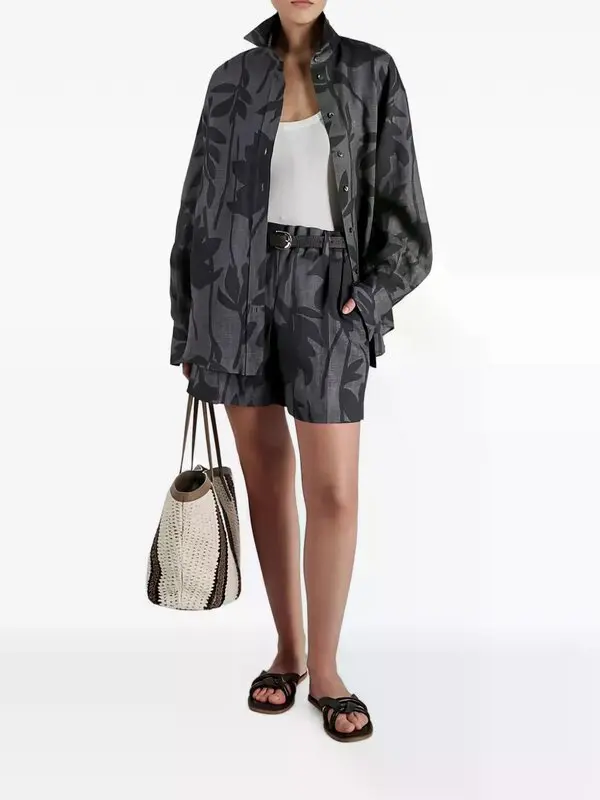 Brunello Cucinelli Floral-print Linen Shirt