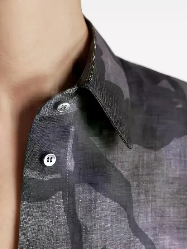 Brunello Cucinelli Floral-print Linen Shirt