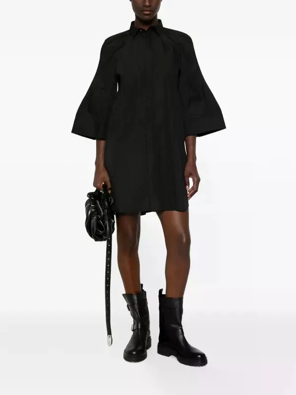 Sacai Pleated-back Wide-sleeve Mini Shirt Dress