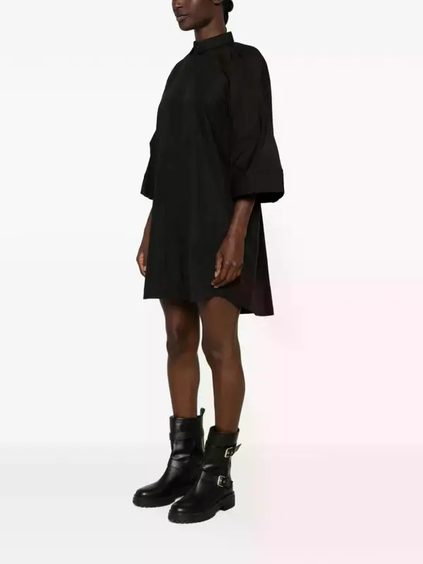 Sacai Pleated-back Wide-sleeve Mini Shirt Dress