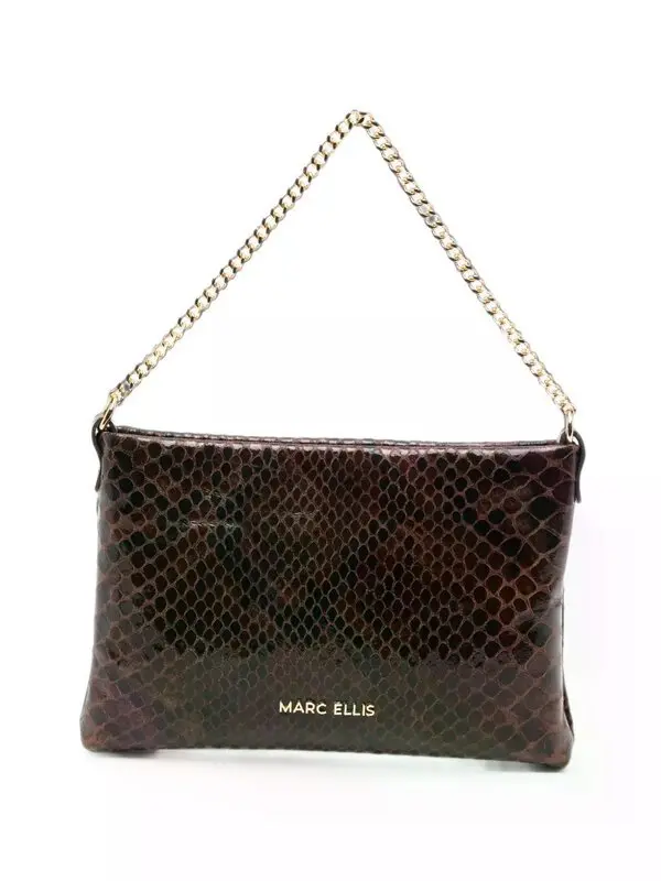 MARC ELLIS Ester Py Snake-effect Leather Shoulder Bag - Brown