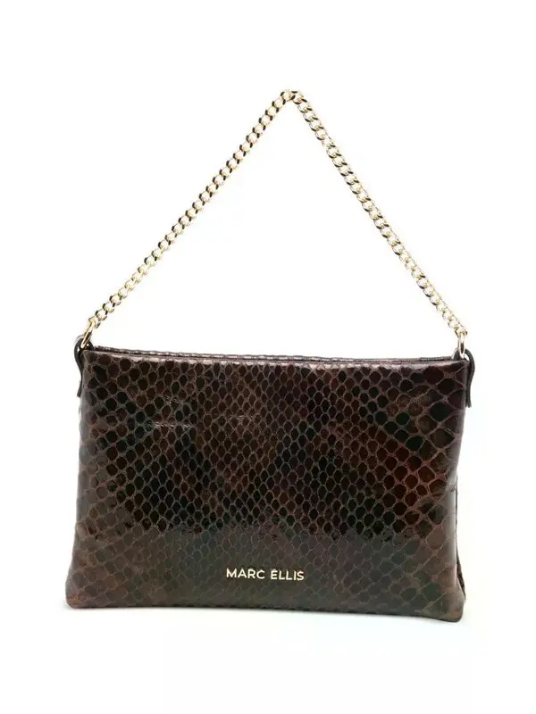 MARC ELLIS Ester Py Snake-effect Leather Shoulder Bag - Brown