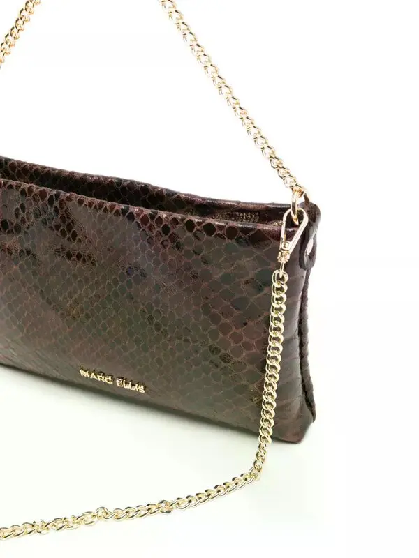MARC ELLIS Ester Py Snake-effect Leather Shoulder Bag - Brown