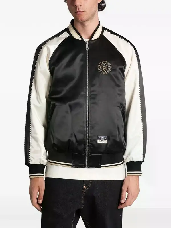 EVISU Dragon-embroidered Satin Jacket - Black