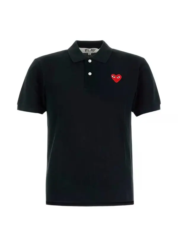 Play Comme Des Garcon Heart-patch Piqué Polo Shirt