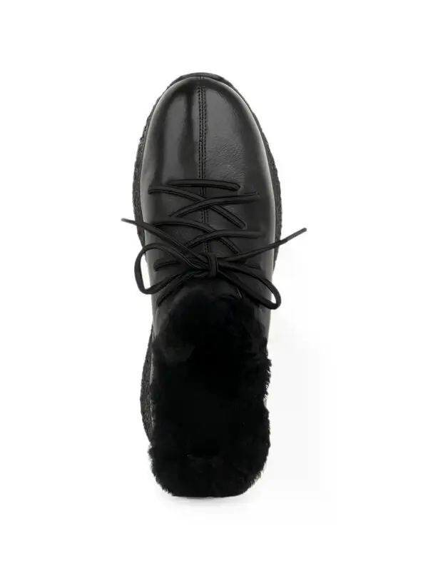 LINDA BAUMANN Shearling-trim Leather Sneakers