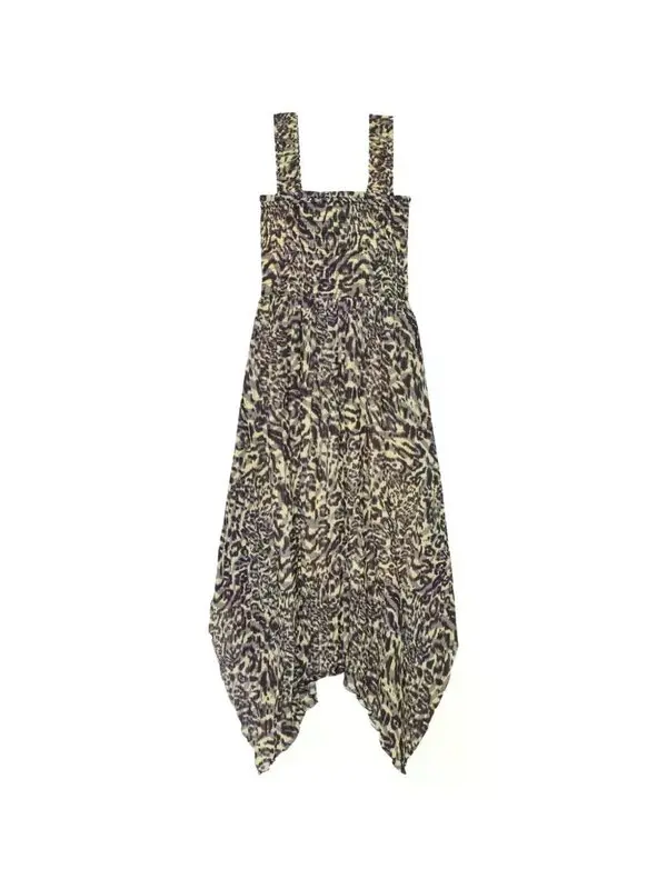 GANNI Pleated Leopard-print Midi Dress - Neutrals