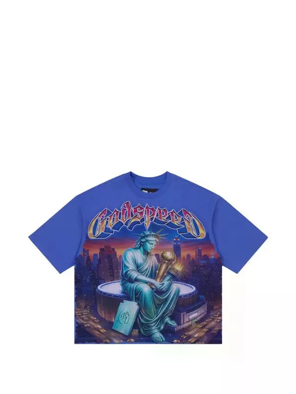 GODSPEED Graphic-print Cotton T-shirt - Blue
