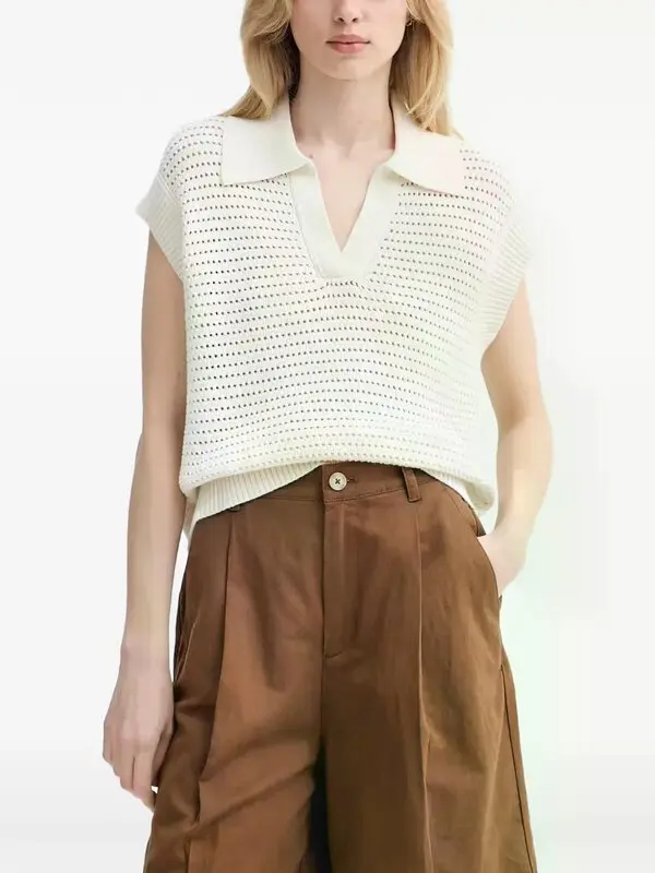 Marc O'polo Open-knit V-neck Vest - Neutrals