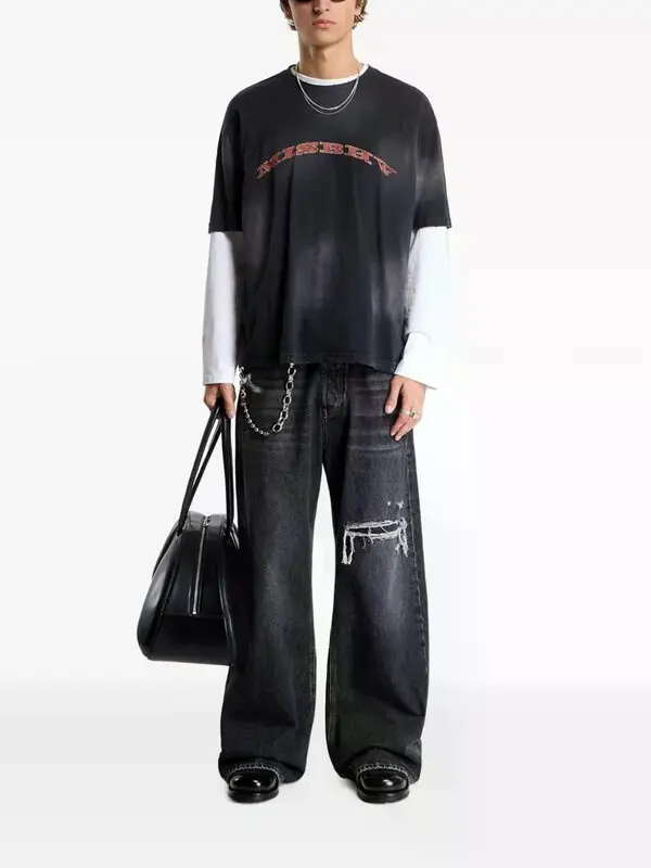 MISBHV Logo-print Faded-effect T-shirt