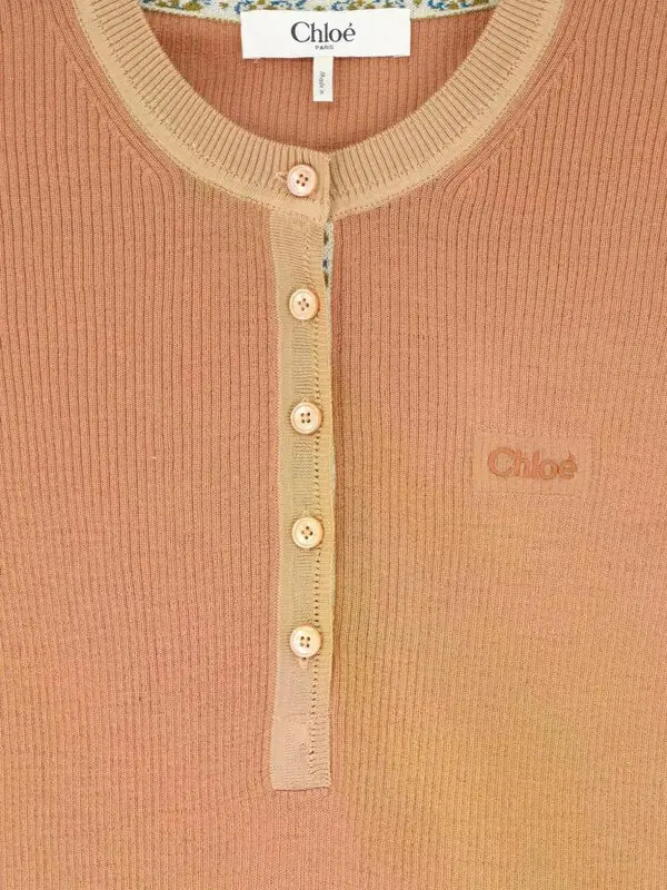 Chloé Henley Ribbed-knit T-shirt