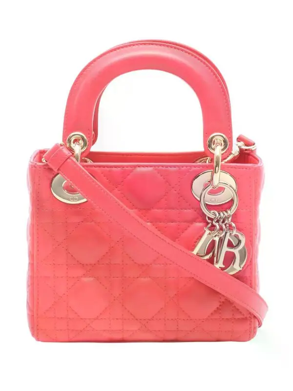 Dior 2000-2026 Mini Lambskin Cannage Lady Satchel - Pink