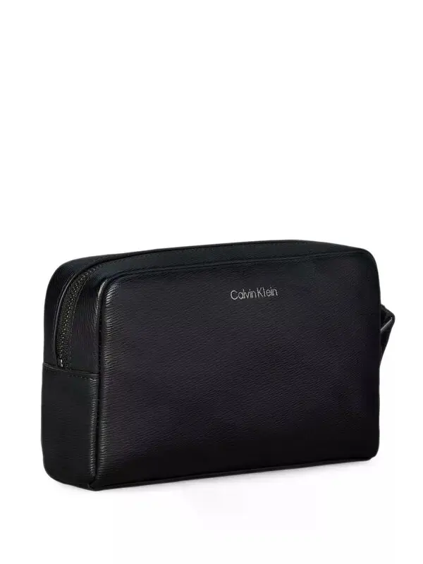 Calvin Klein Logo-print Textured Shoulder Bag - Black