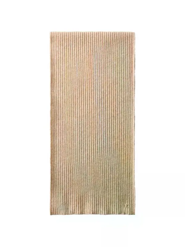 Calvin Klein Ribbed-knit Logo-plaque Scarf