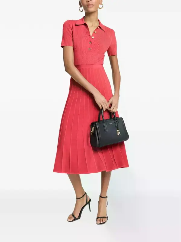 Michael Kors Ribbed-knit Polo Dress - Red