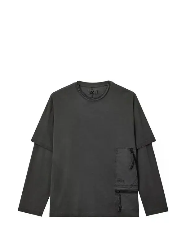 Izzue Layered-sleeve Zip-pocket T-shirt