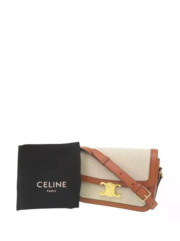 Celine 2000-2026 Classique Canvas And Calfskin Triomphe Crossbody Bag