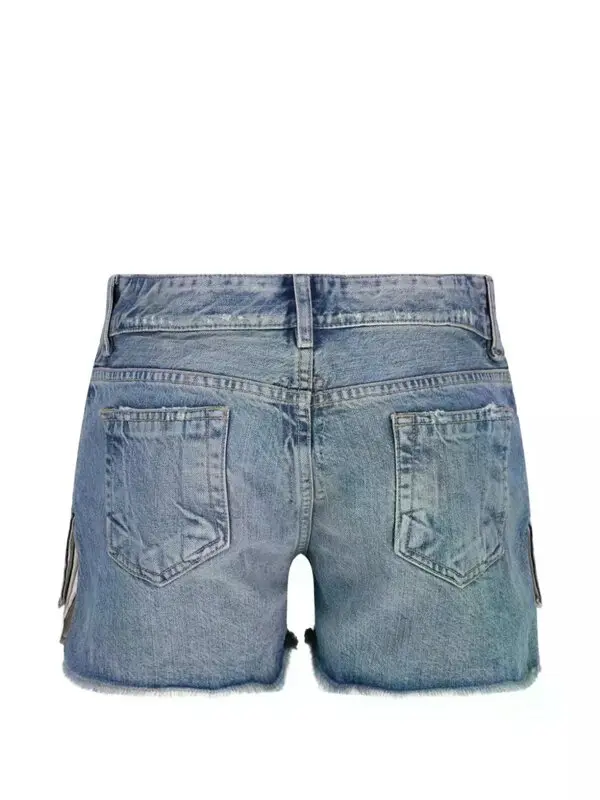 Rick Owens Panelled Frayed Denim Shorts