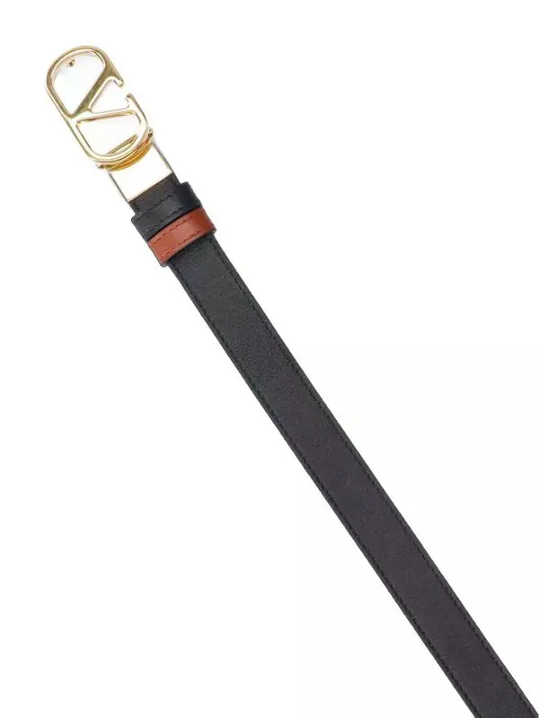 Valentino Garavani Vlogo Signature Reversible Shiny Calfskin Belt 20mm / 1.2 - Black
