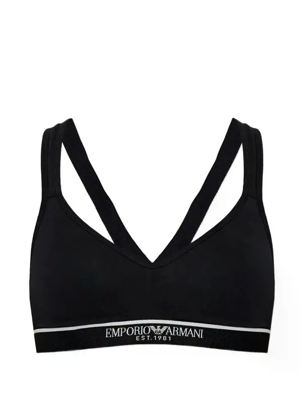 Emporio Armani Logo-underband Cross-back Bra - Black