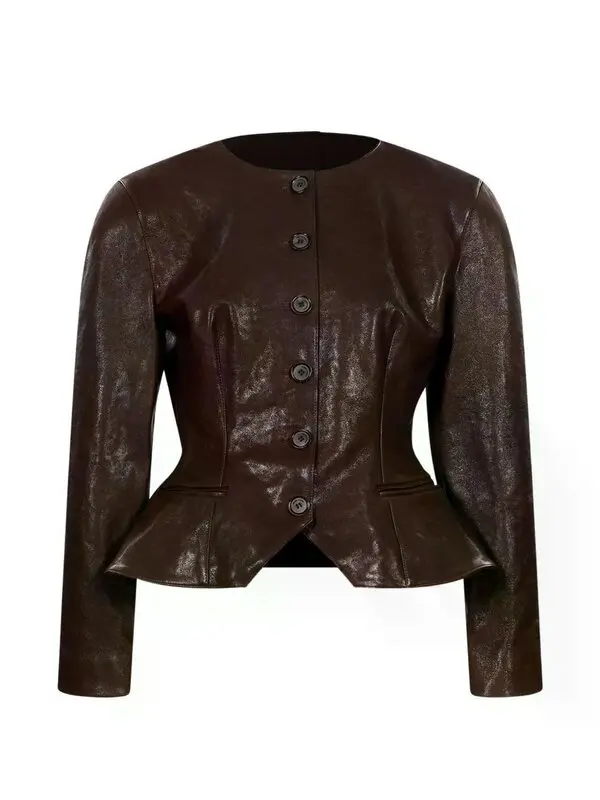 Magda Butrym Peplum-hem Leather Jacket