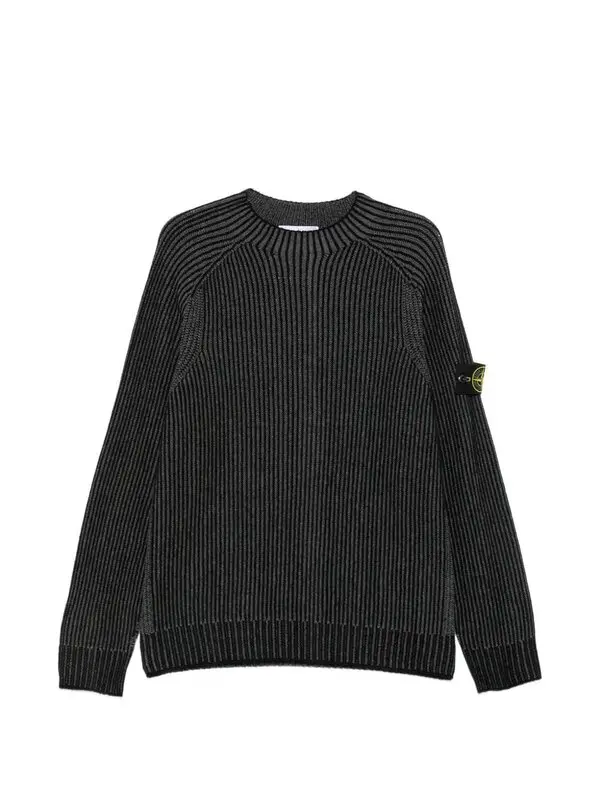 Stone Island Ribbed-knit Logo-patch Sweater - Black