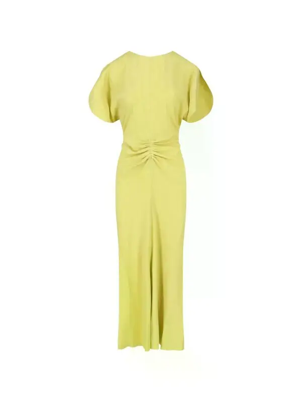 Victoria Beckham Bela Ruched-detail Midi Dress - Yellow