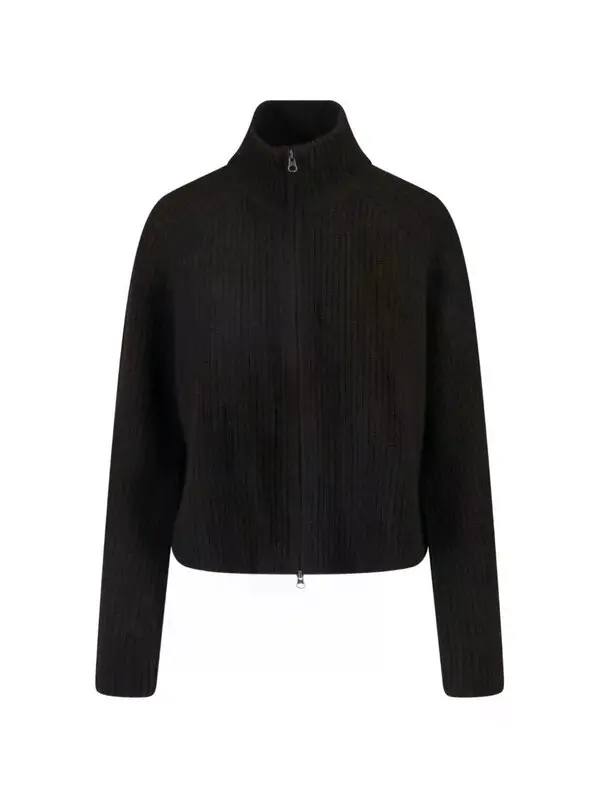 LISA YANG Ribbed Zip-up Cardigan - Brown