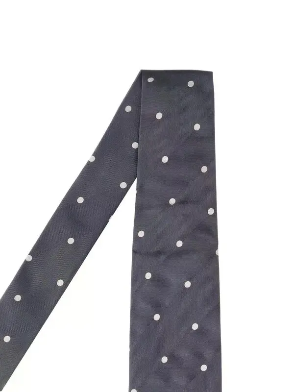 LARDINI Polka-dot Herringbone-pattern Tie - Grey