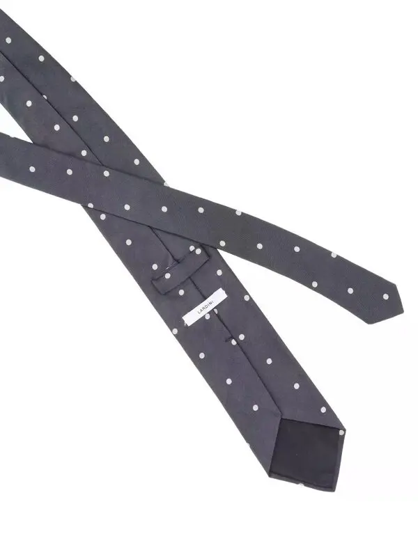 LARDINI Polka-dot Herringbone-pattern Tie - Grey