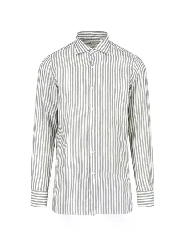 FINAMORE 1925 Vertical-stripe Long-sleeve Shirt - White